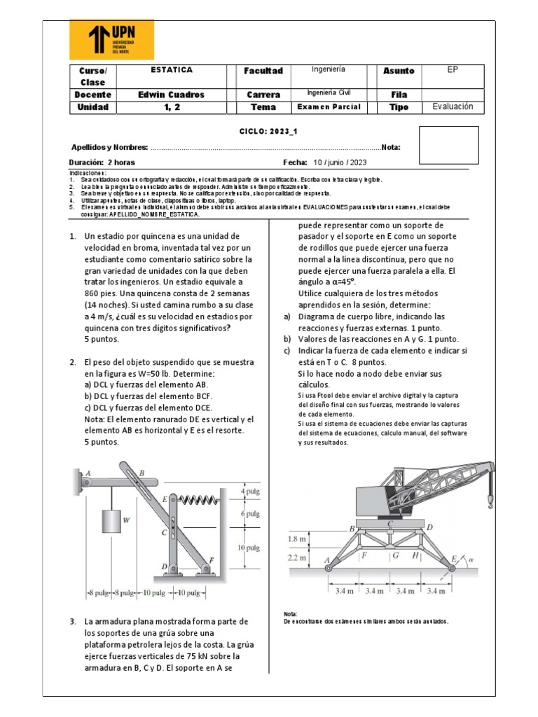 Resolución de Examen de Estática | PDF | Ciencia y matemáticas