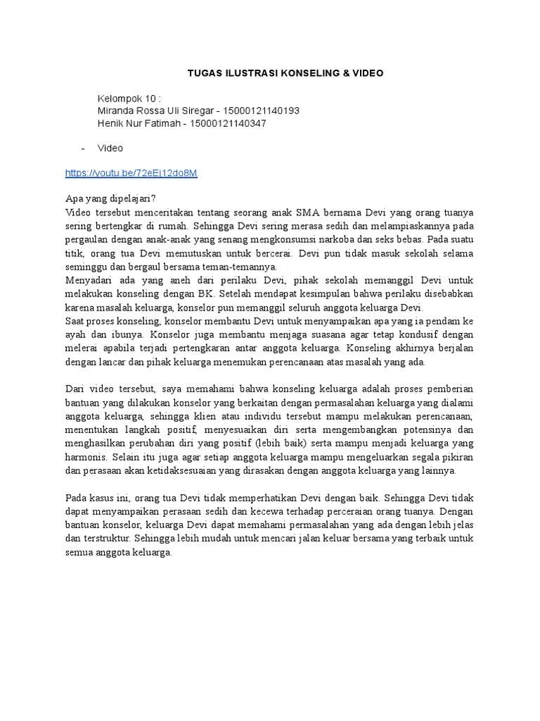 (Konseling 6) Tugas TM13 - Kelompok 10 | PDF