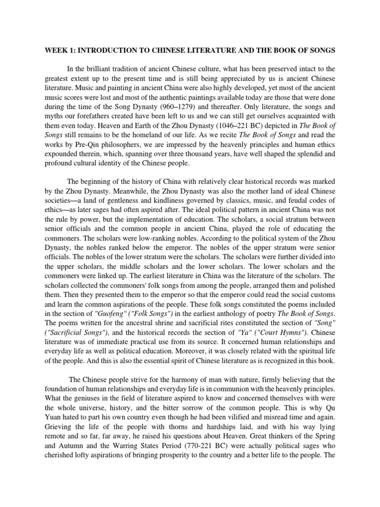 WEEK+1-+INTRODUCTION+TO+ANCIENT+CHINESE+LITERATURE-merged | PDF