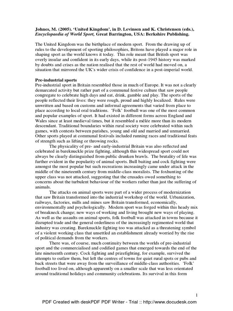 History of Sports in the UK | PDF | Sports | United Kingdom