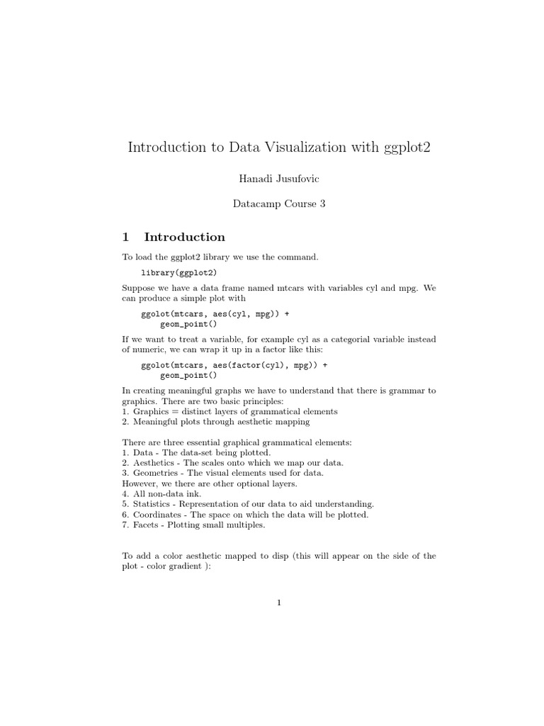 Introduction To Data Visualization With Ggplot2 | PDF