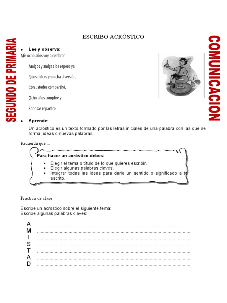 Escribo Acrostico para Segundo de Primaria | PDF
