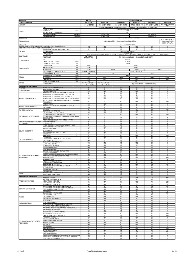 Ficha Técnica D23 4x4 | PDF | Tracción en las cuatro ruedas | Eje