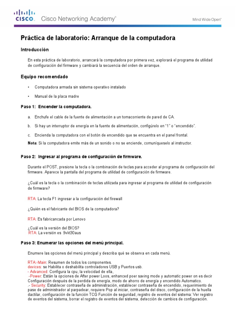 3-2-2-8-Lab-Boot-The-Computer, IRC. | PDF | Bios | Arranque