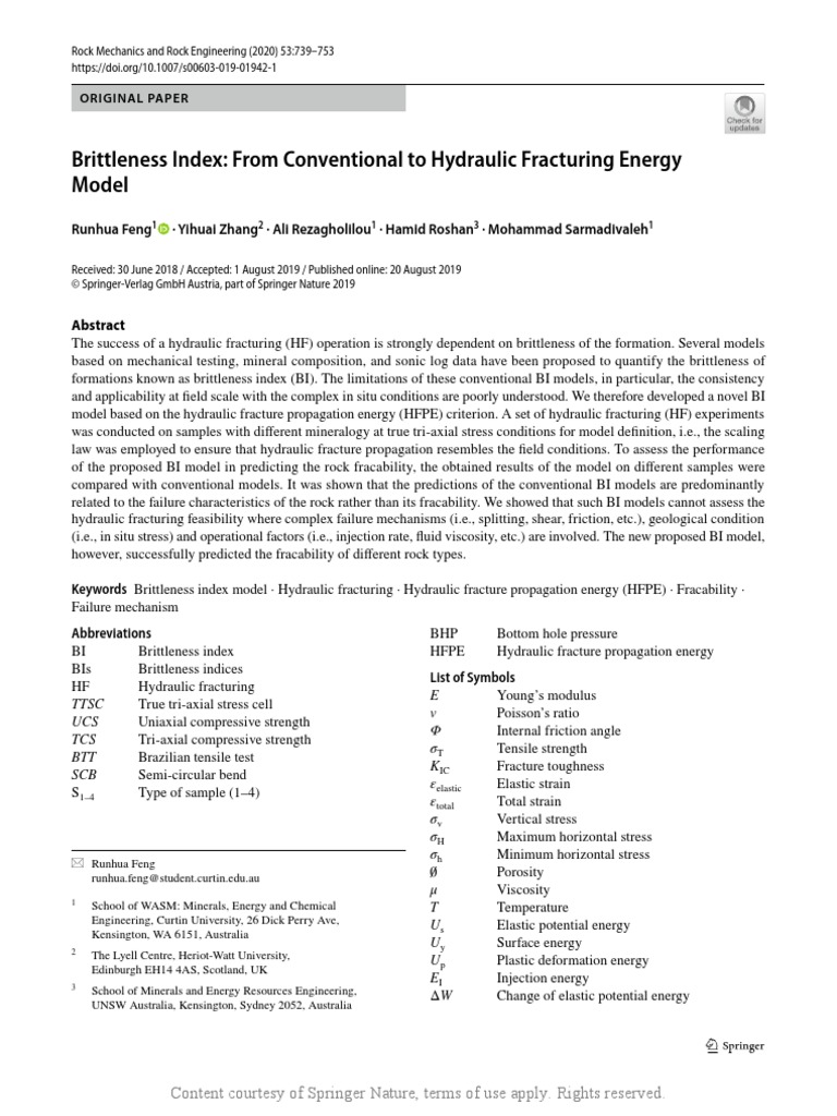 New Brittleness Index Model for Fracability | PDF | Fracture Mechanics ...