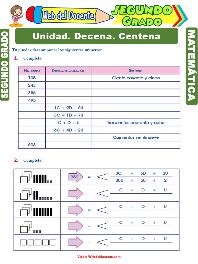 Unidad Decena Centena para Segundo Grado de Primaria | PDF