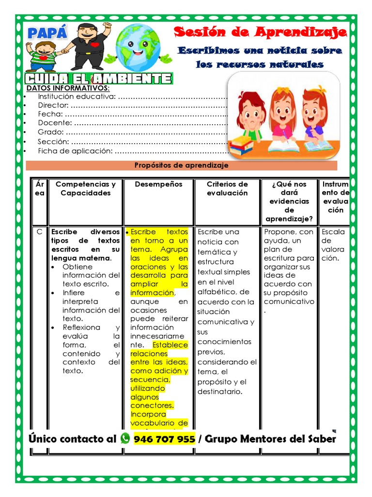 2° Escribimos Una Noticia Sobre Los Recursos Naturales - Refuerzo ...