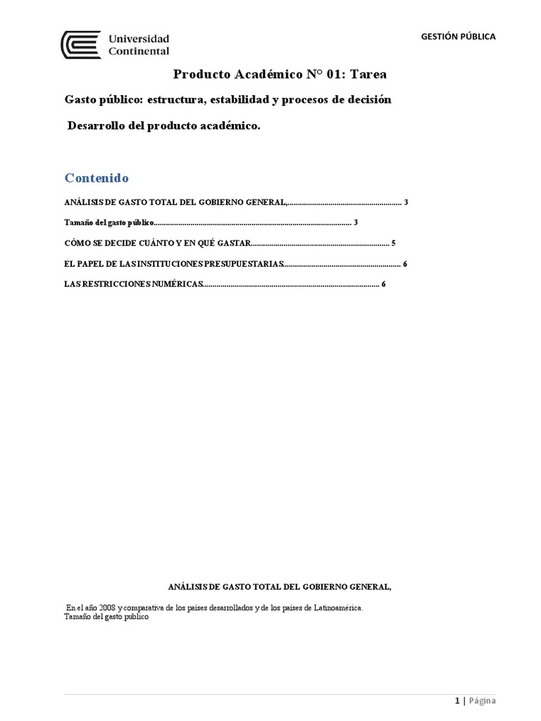PA #01 - Gestión Pública | PDF | Presupuesto | America latina