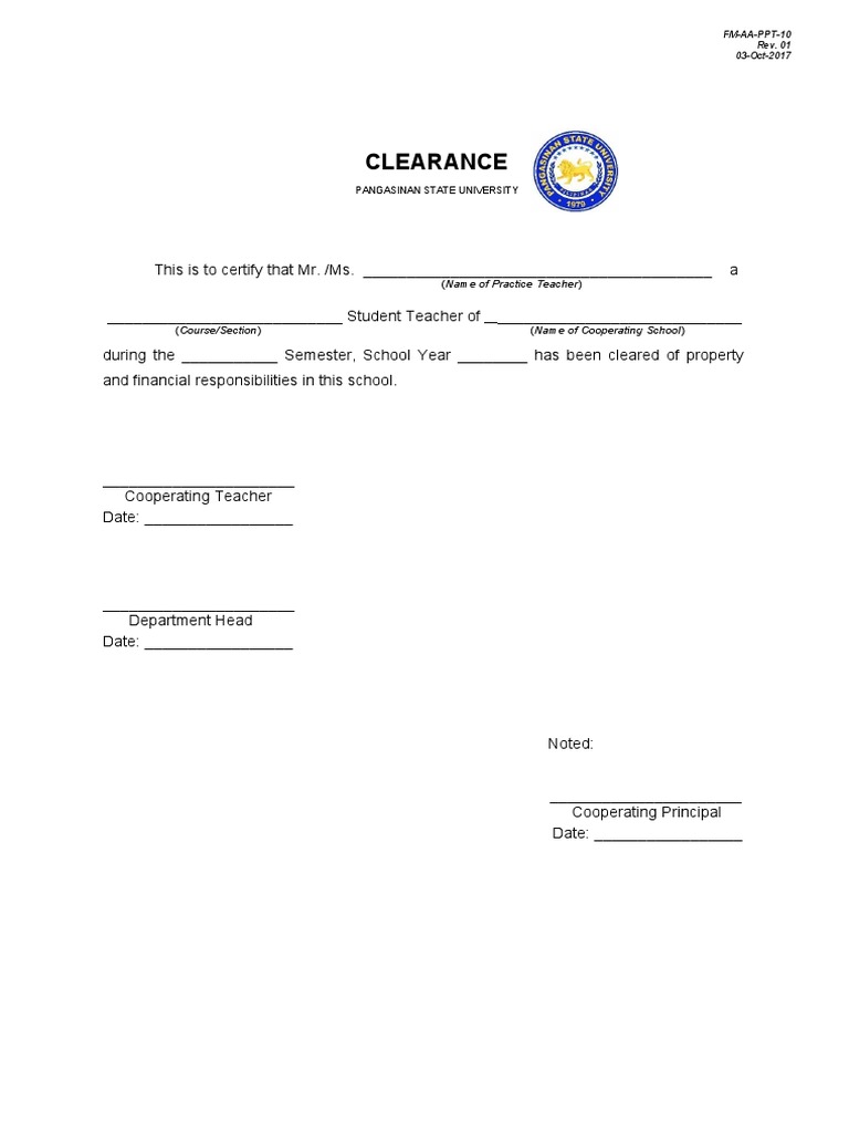 10 Clearance Rev.01 1 | PDF