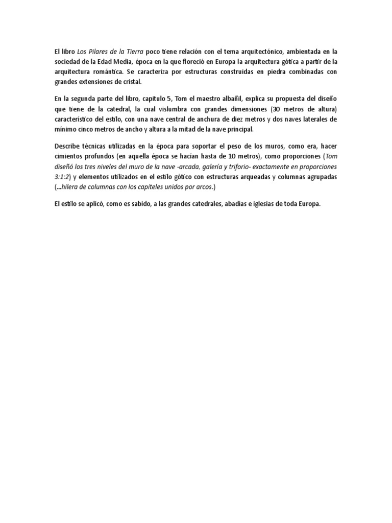 Los Pilares de La Tierra - Tarea | PDF Los Pilares de La Tierra - Tarea | PDF