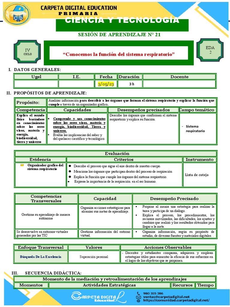 21° Sesión de Aprendizaje - Ciencia y Tecnología-Sem.3-Exp.2 | Descargar gratis PDF ...
