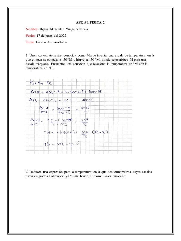 APE#1 - FISICA 2 - UNIDAD 2 - Bryan Yunga | PDF