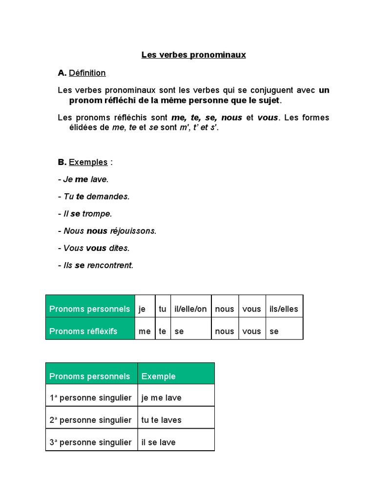 Verbes Pronominaux | PDF | Nombre grammatical | Sujet (Grammaire)