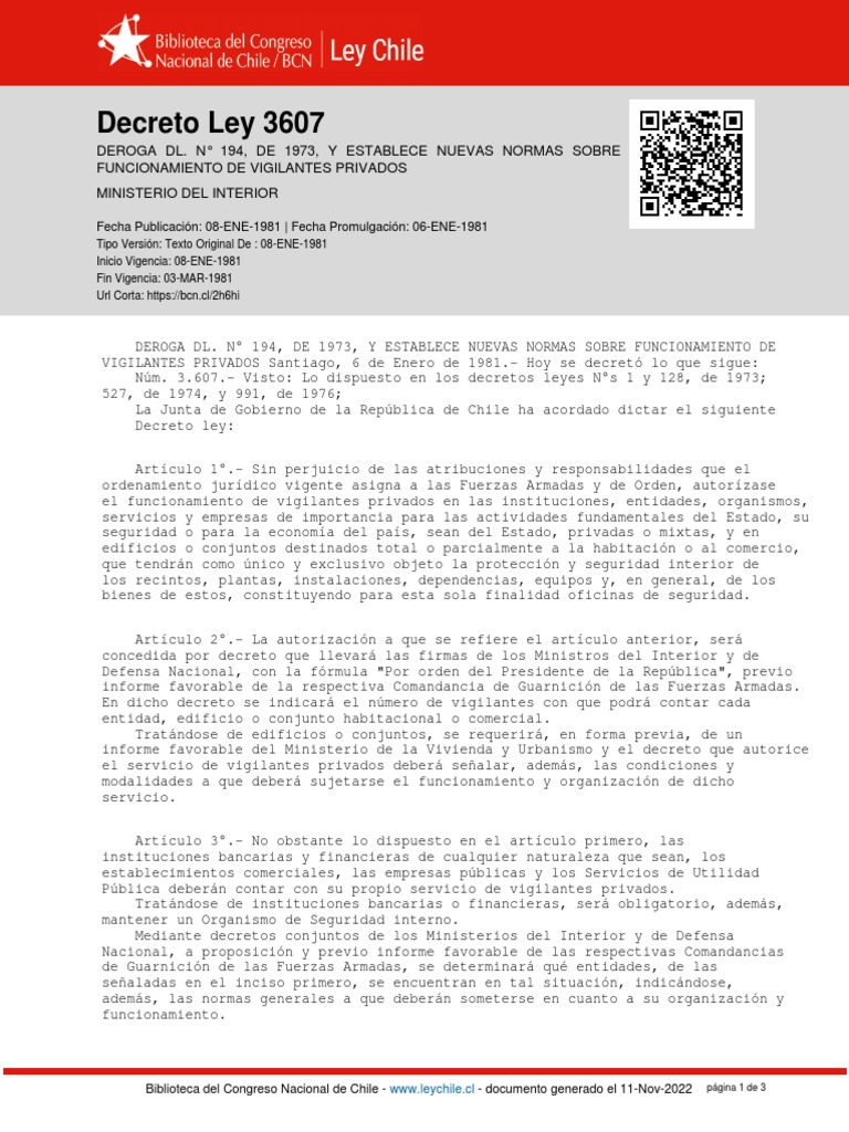 Decreto-Ley 3607 - 08-ENE-1981 | PDF | Oficial general | Ministerio ...