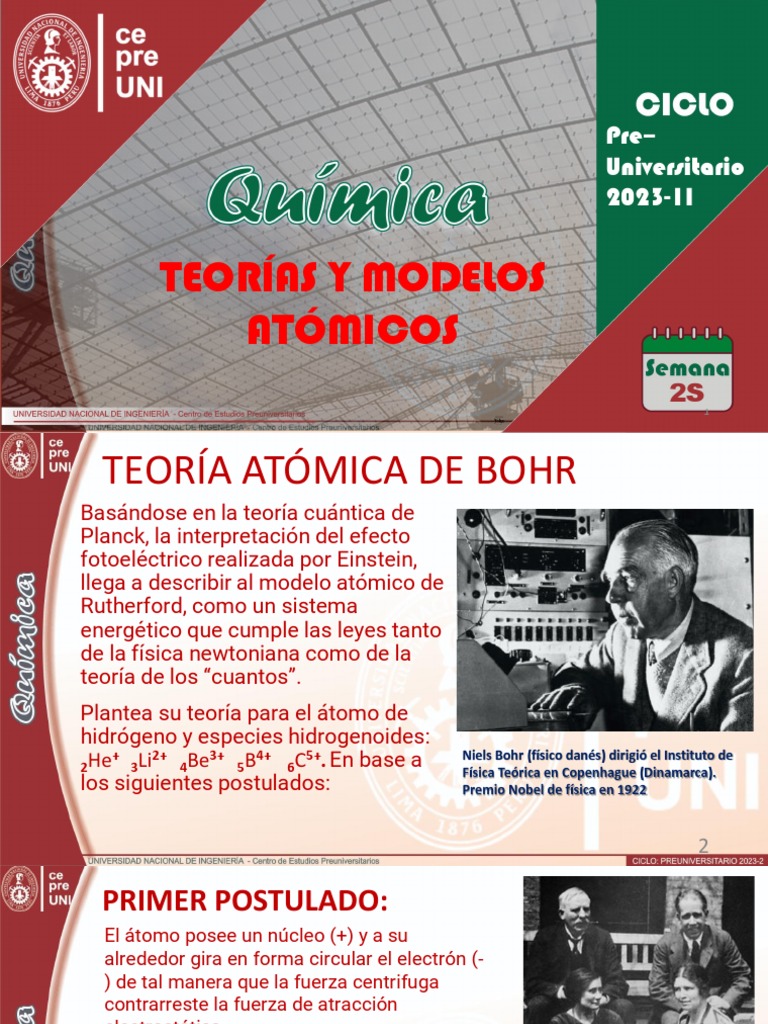 Pre Presentacion 5 2s Modelos Atomicos 2 2023 2 | PDF | Átomos | Electrón