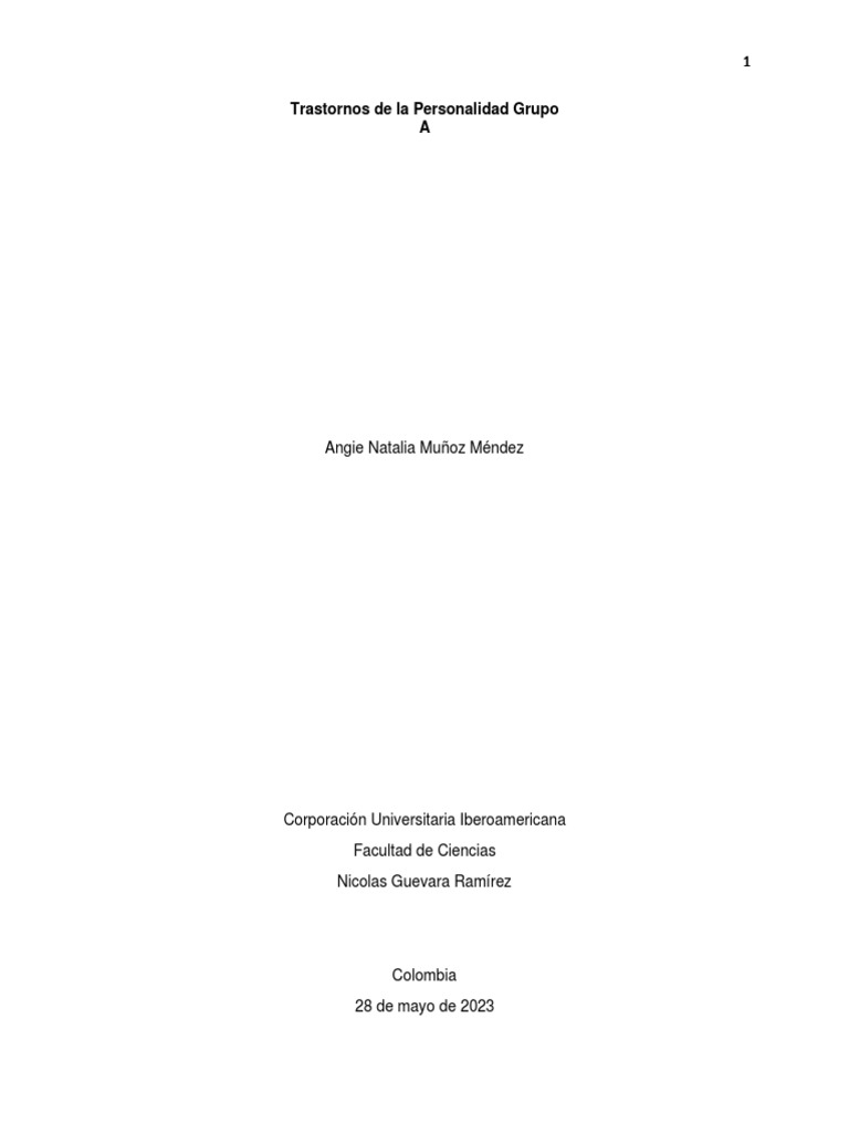 Cuadro Comparativo Trastornos de Personalidad Grupo A | PDF Cuadro Comparativo Trastornos de Personalidad Grupo A | PDF