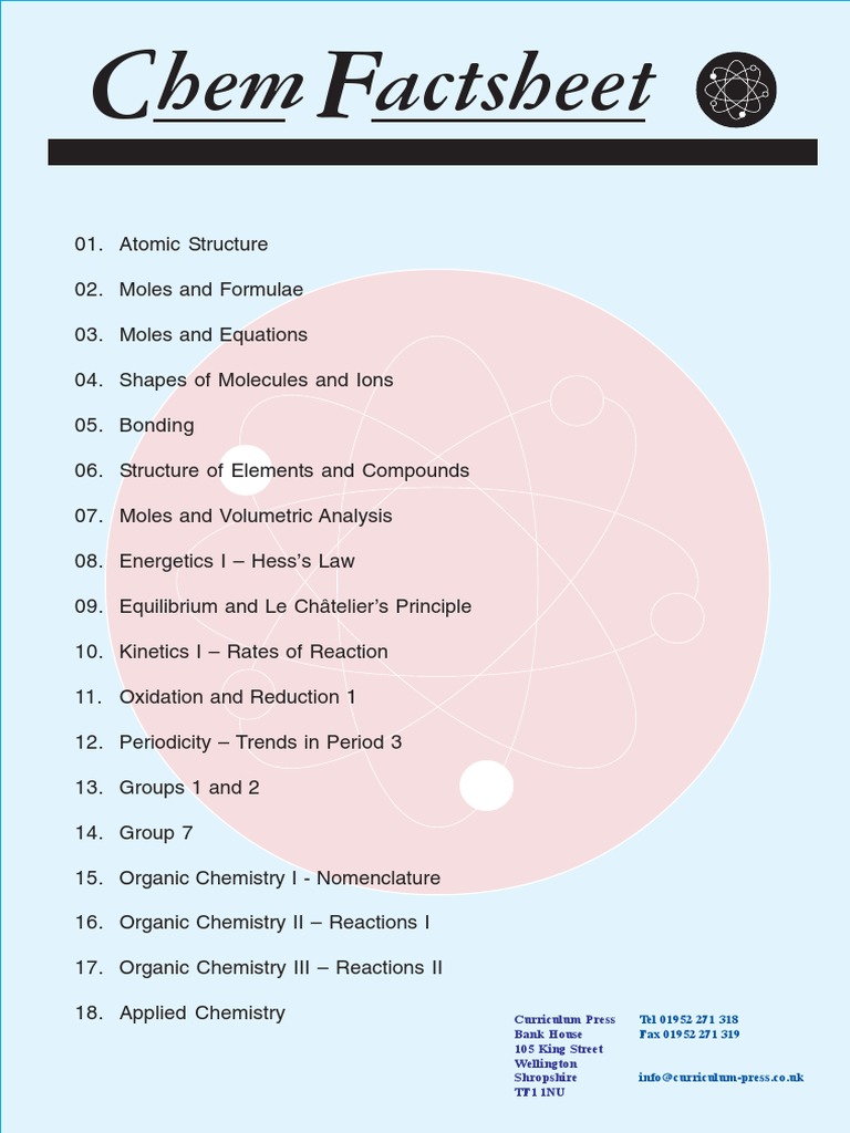 0 Chemistry Factsheets Index | PDF