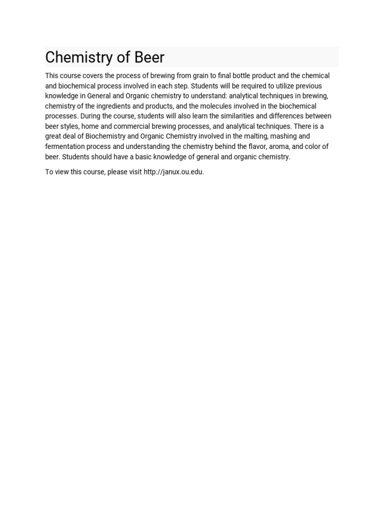 Chemistry of Beer | PDF