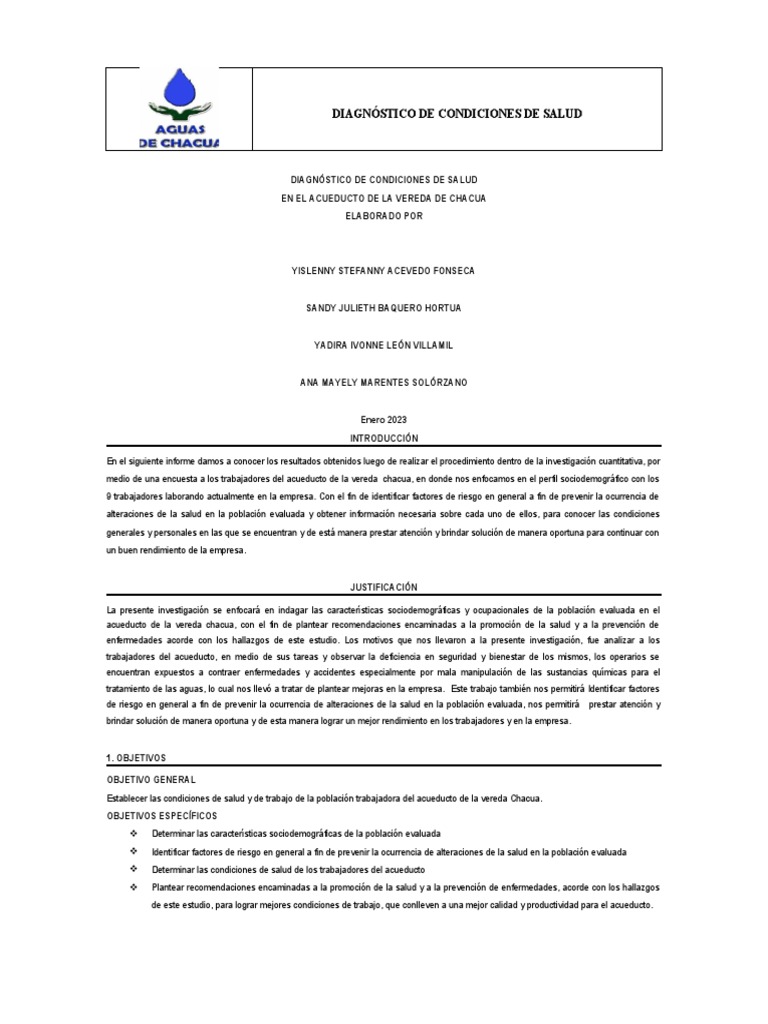 Informe Diagnóstico Condiciones de Salud | PDF | Nicotina | Obesidad
