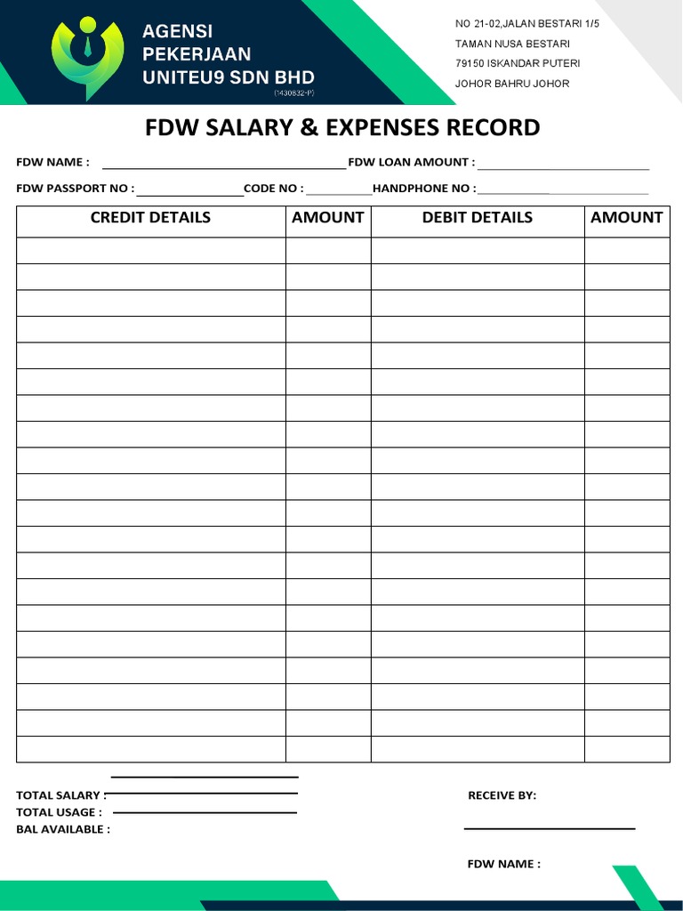 FDW SALARY&EXPENSES FORM | PDF