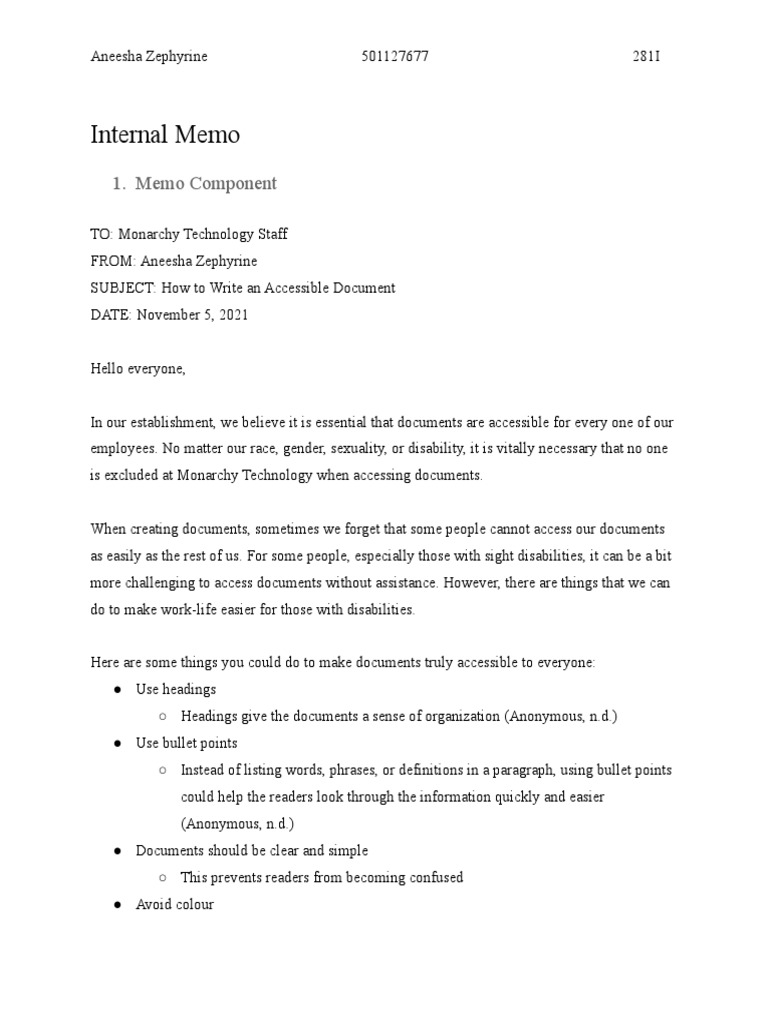 Internal Memo | PDF | Accessibility | Human Communication