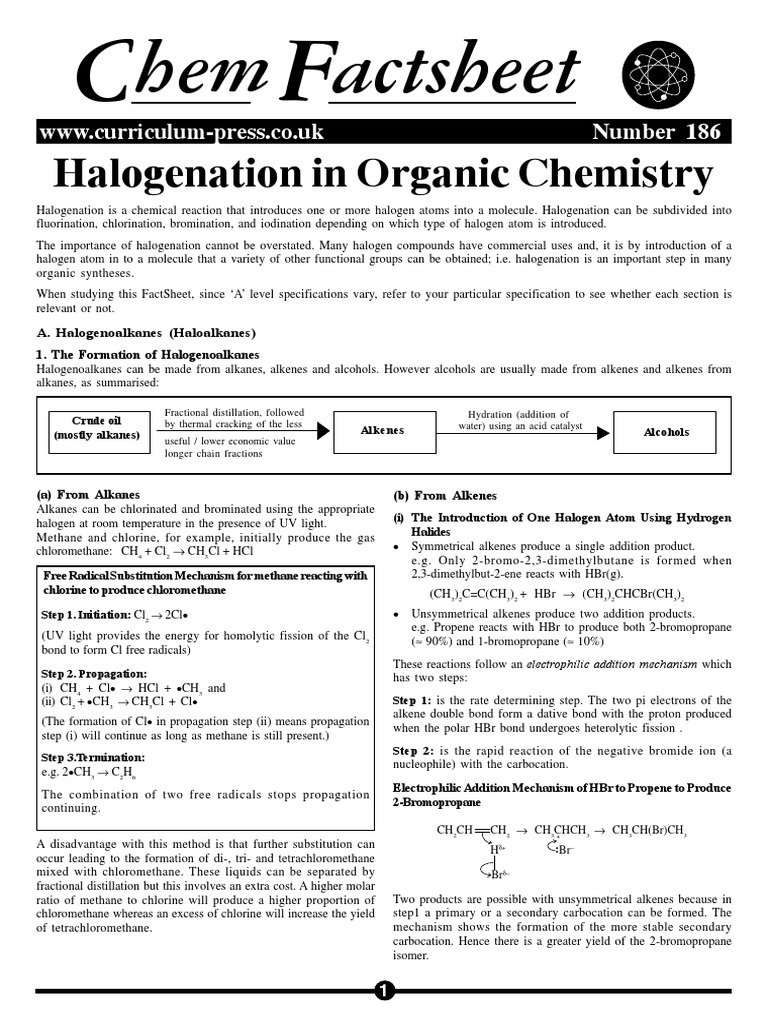186 Halogenation in Organic Chemistry | PDF