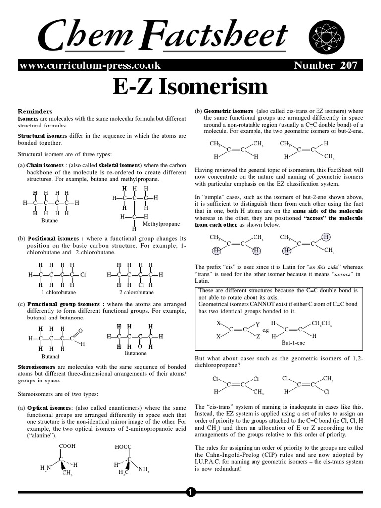 207 E-Z Isomerism | PDF