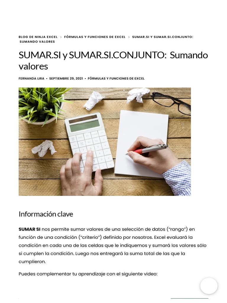 SUMAR - SI y SUMAR - SI.CONJUNTO - Sumando Valores | PDF | Microsoft ...