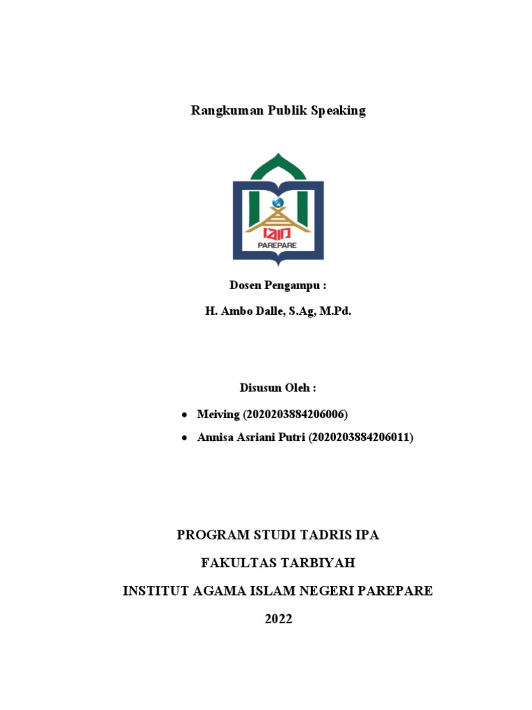 Rangkuman Publick Speaking | PDF | Karier & Perkembangan