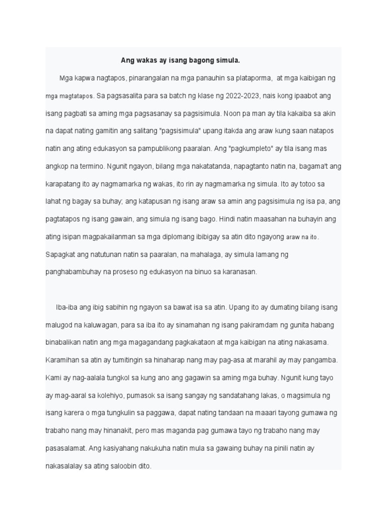 Ang Wakas Ay Isang Bagong Simula | PDF