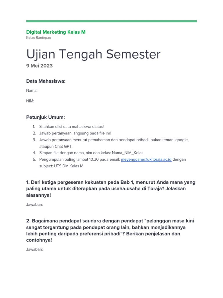 UTS Digital Marketing Kelas M Toraja | PDF