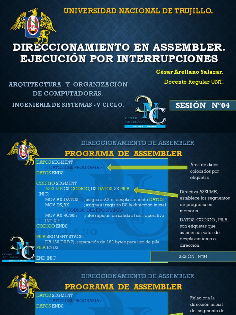 s04 - Direccionamiento en Assembler. | PDF | Lenguaje ensamblador | Software