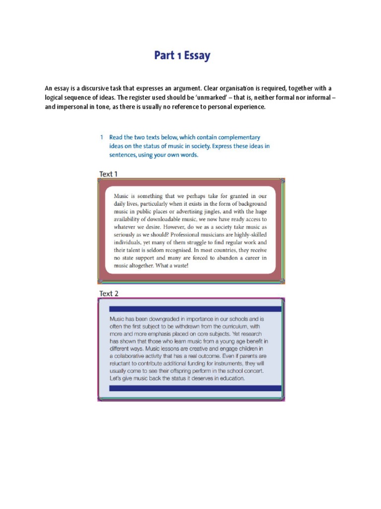 Writing Part 1 - Task Complementary Ideas | PDF