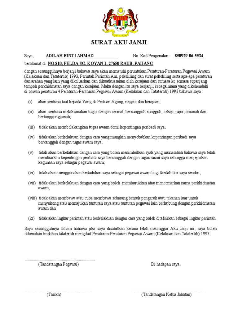 Surat Aku Janji | PDF