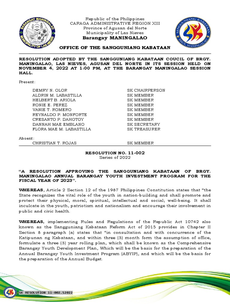 Reso Maningalao Abyip 2023 | PDF | Justice | Crime & Violence