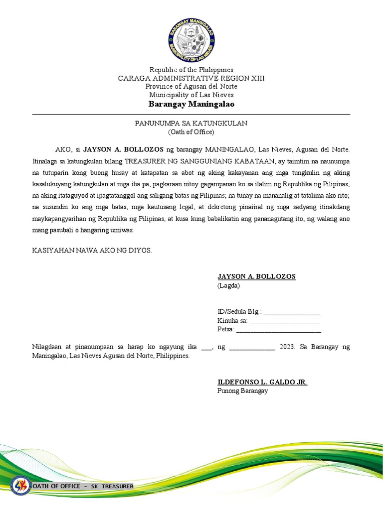 Oath of Office Sample | PDF