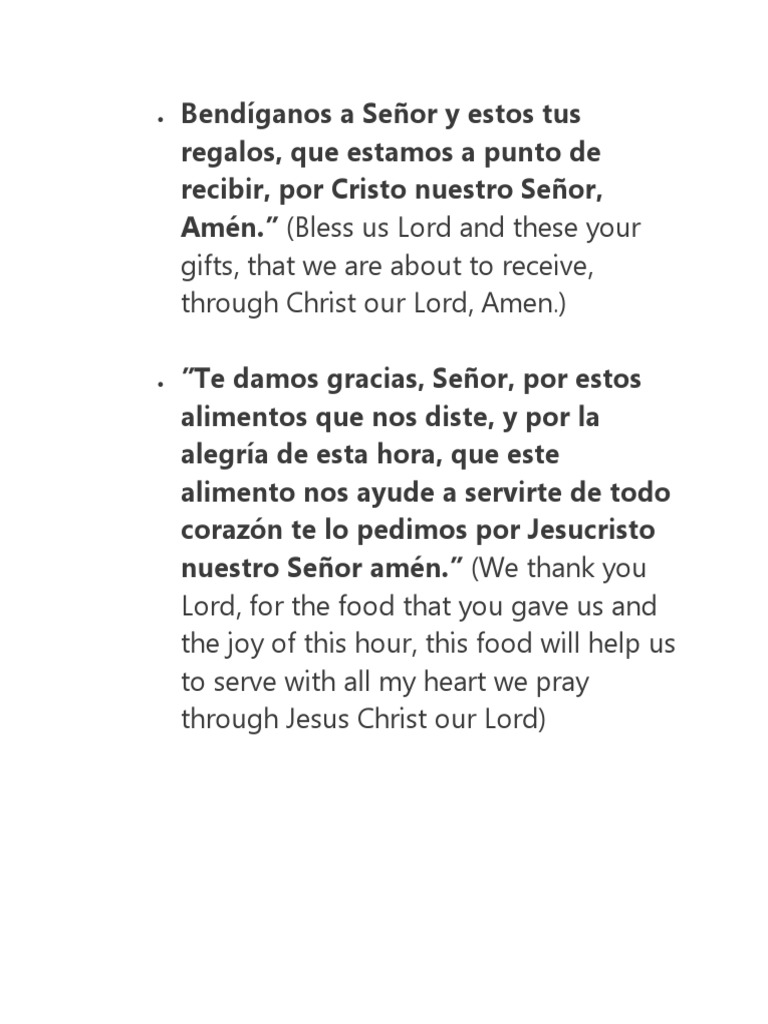 Bendíganos a Señor y Estos Tus Regalos | PDF