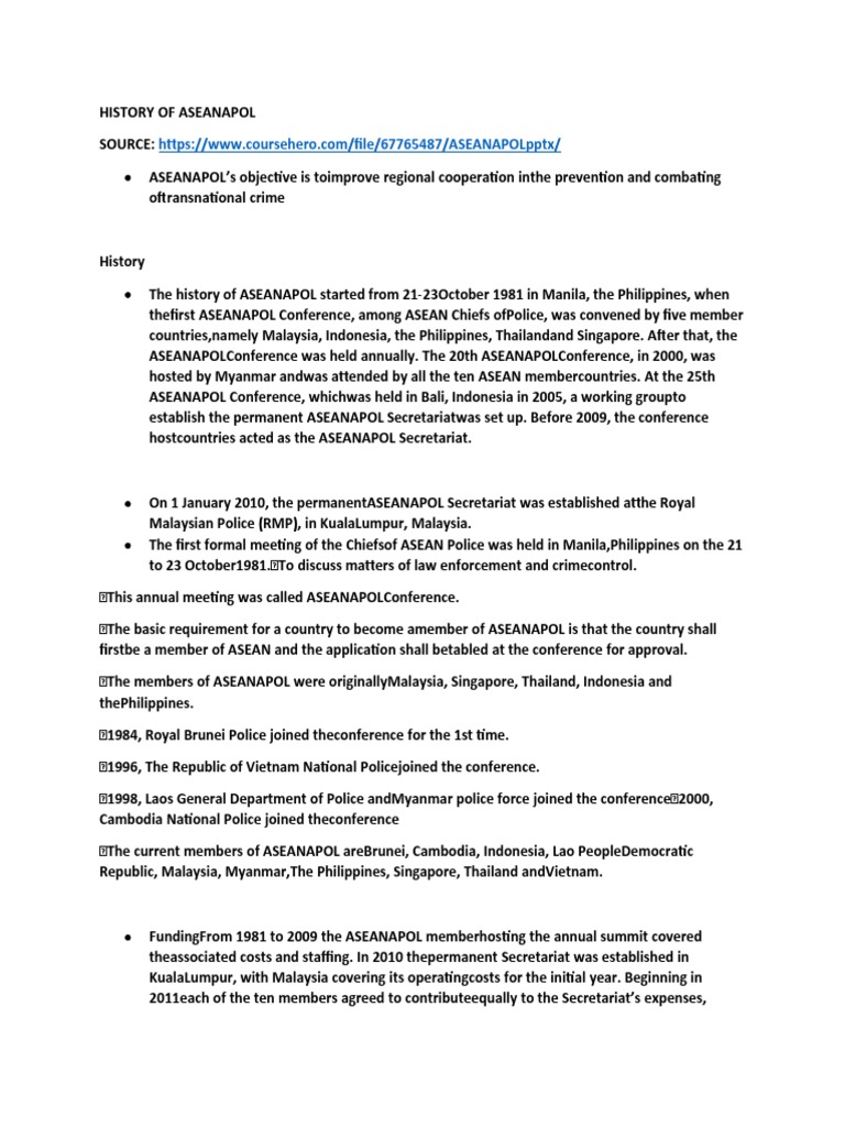 History of Aseanapol | PDF