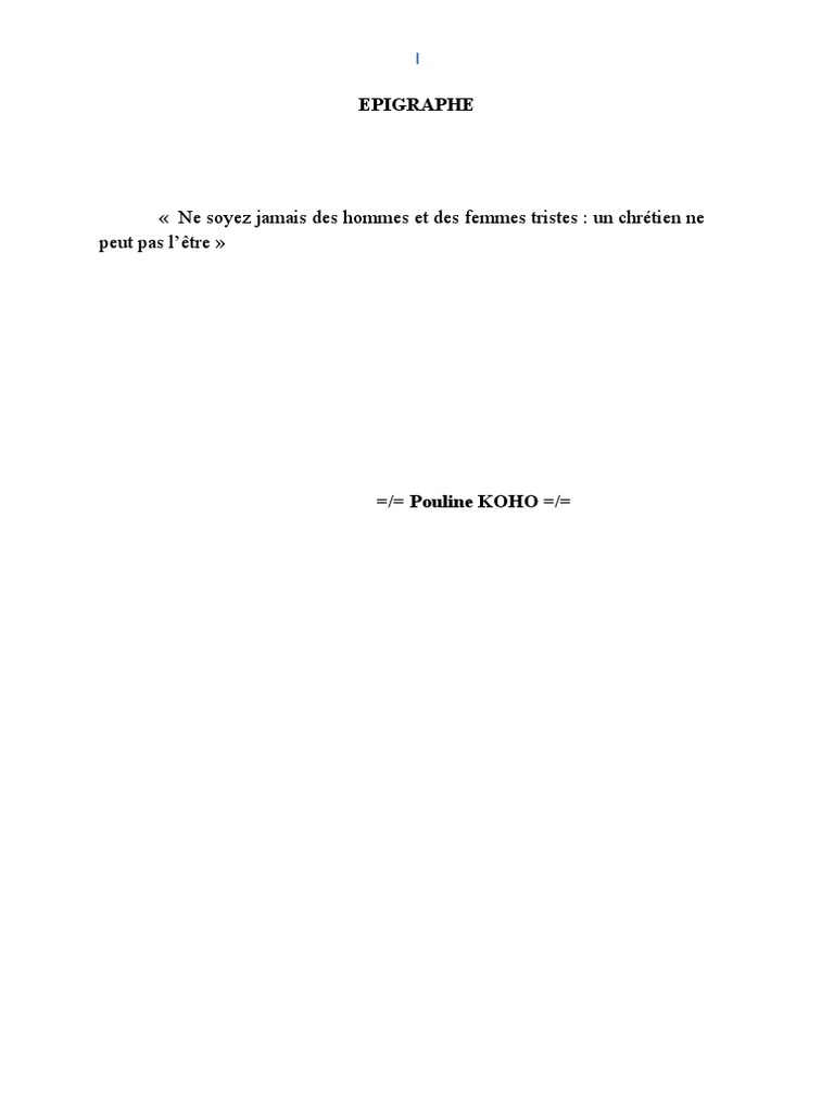 EPIGRAPHE PAULINE KOHO | PDF