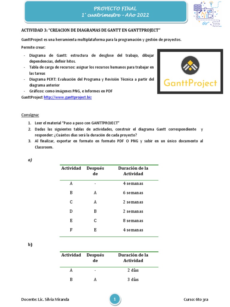 Creación de Diagramas de Gantt en GanttProject | PDF | Gestión de proyectos | Informática