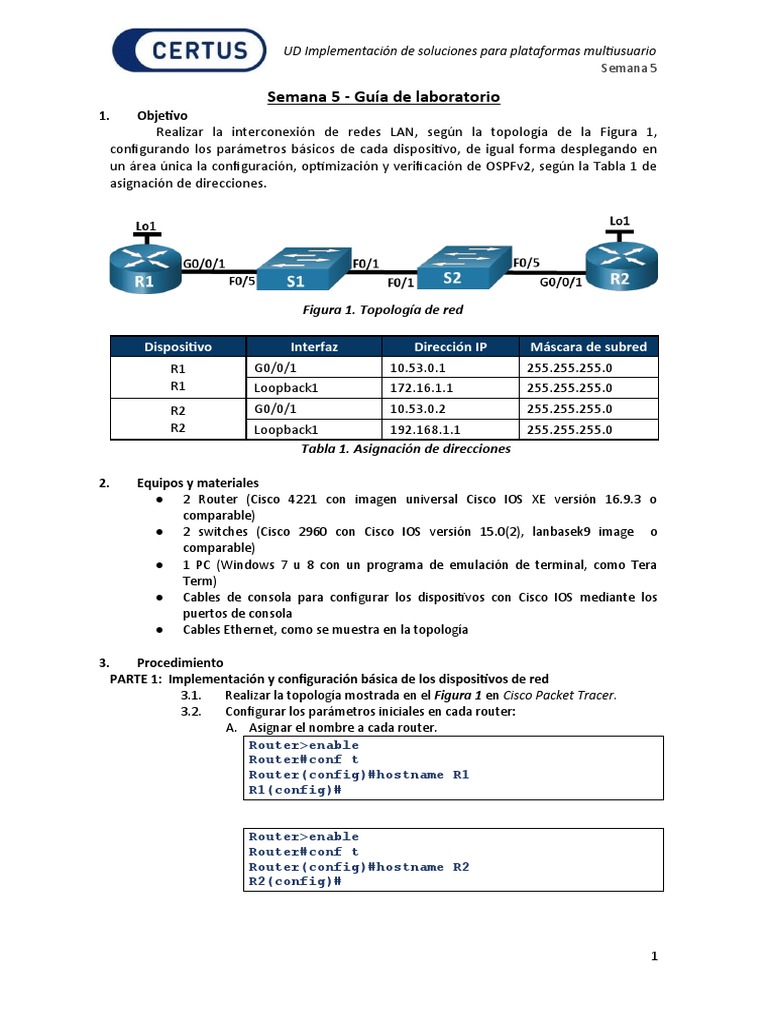 Semana 5 - Gua de Laboratorio (Resuelto) | PDF | Enrutador (Computación) | Protocolos de red