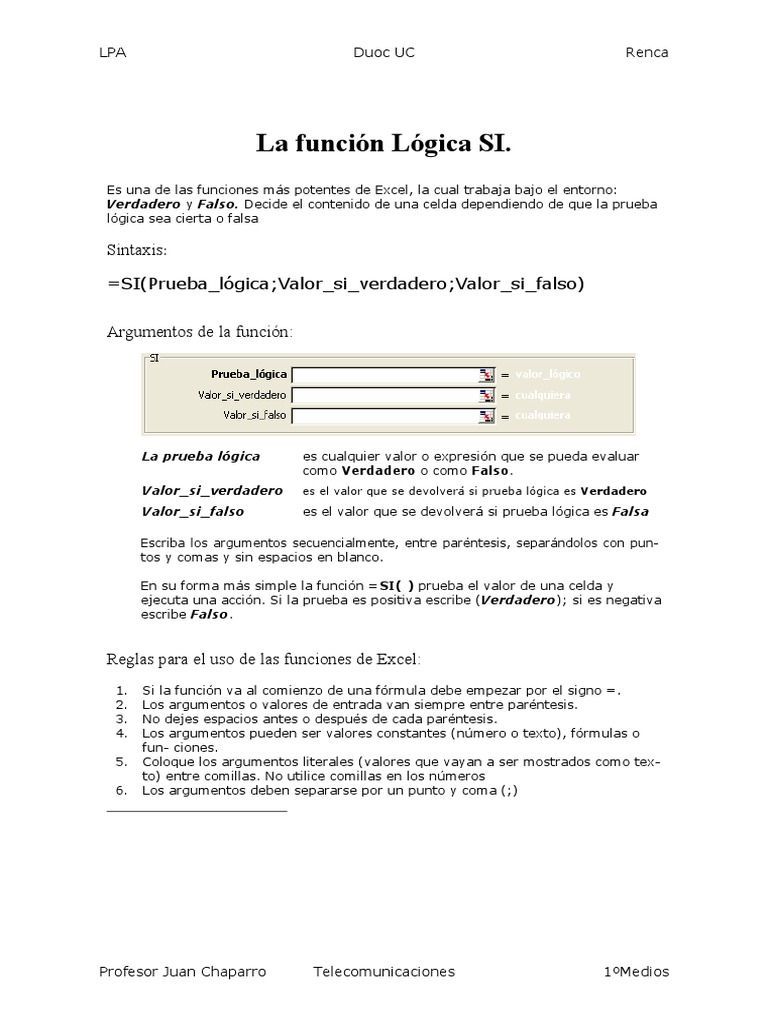 La Funcion Logica SI 14-11-22 | PDF | Microsoft Excel | Informática