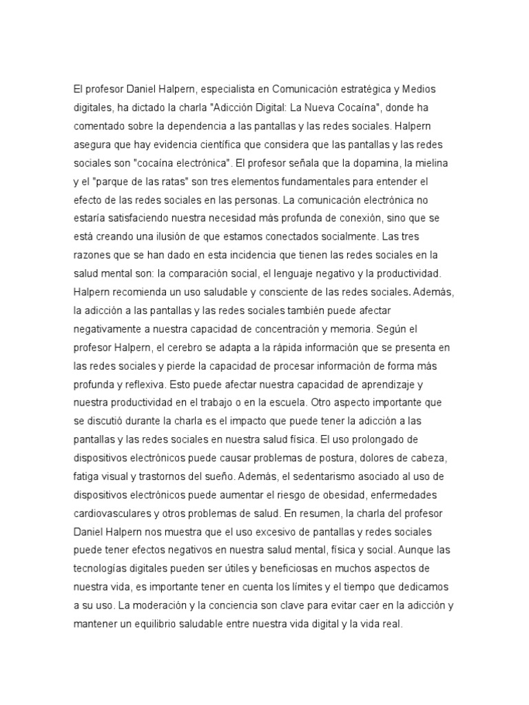 El Profesor Daniel Halpern y La Ficha de Registro | PDF | Cocaína ...