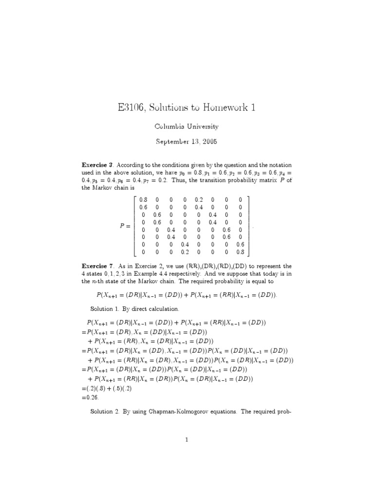 Markov Chain - hwk1 | PDF