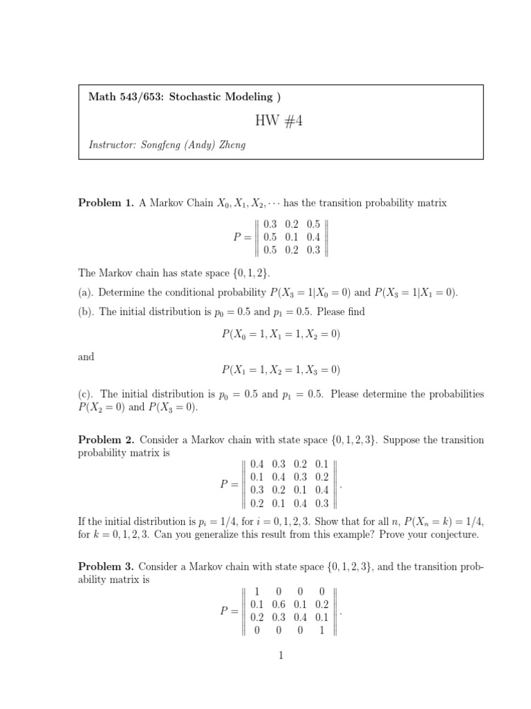 Markov Chain - HW4 | PDF | Markov Chain | Statistical Models