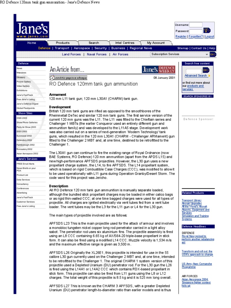 Defence 120mm Tank Gun Ammunition - Jane's Defence News | PDF ...