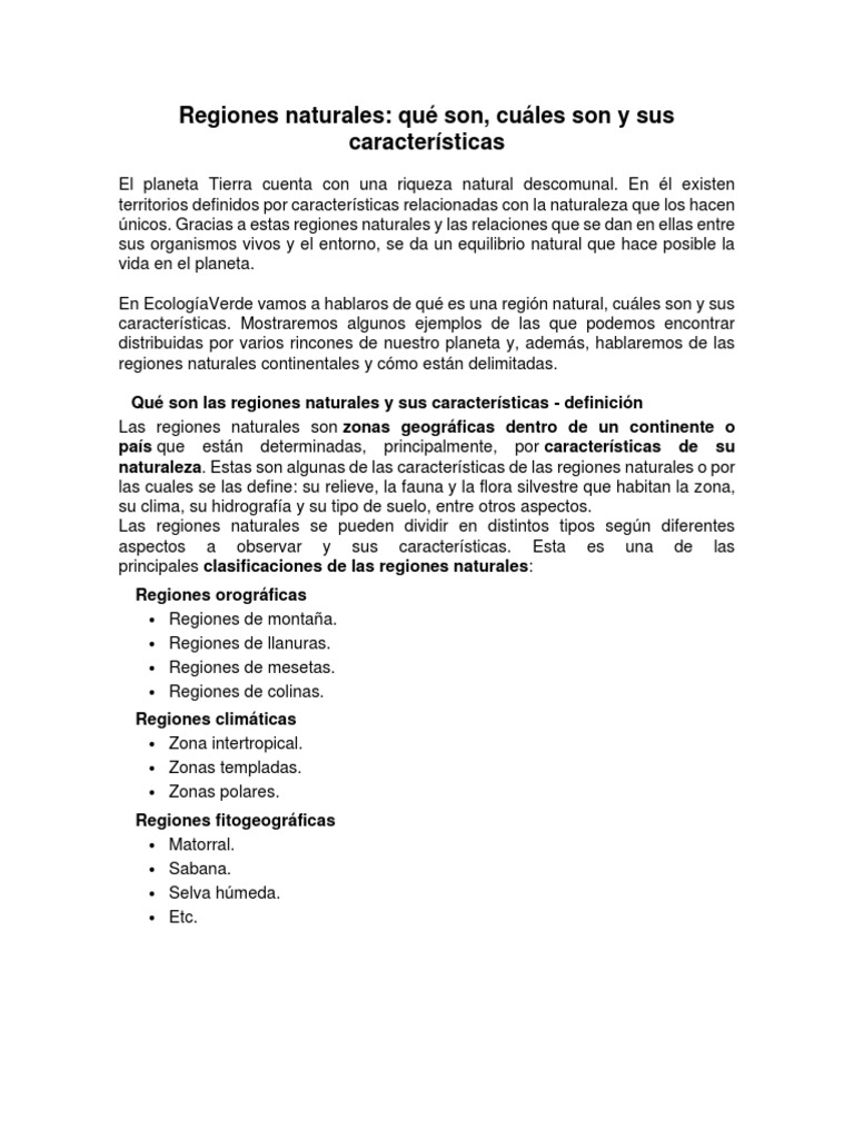 Regiones Naturales | PDF | Desierto | Clima