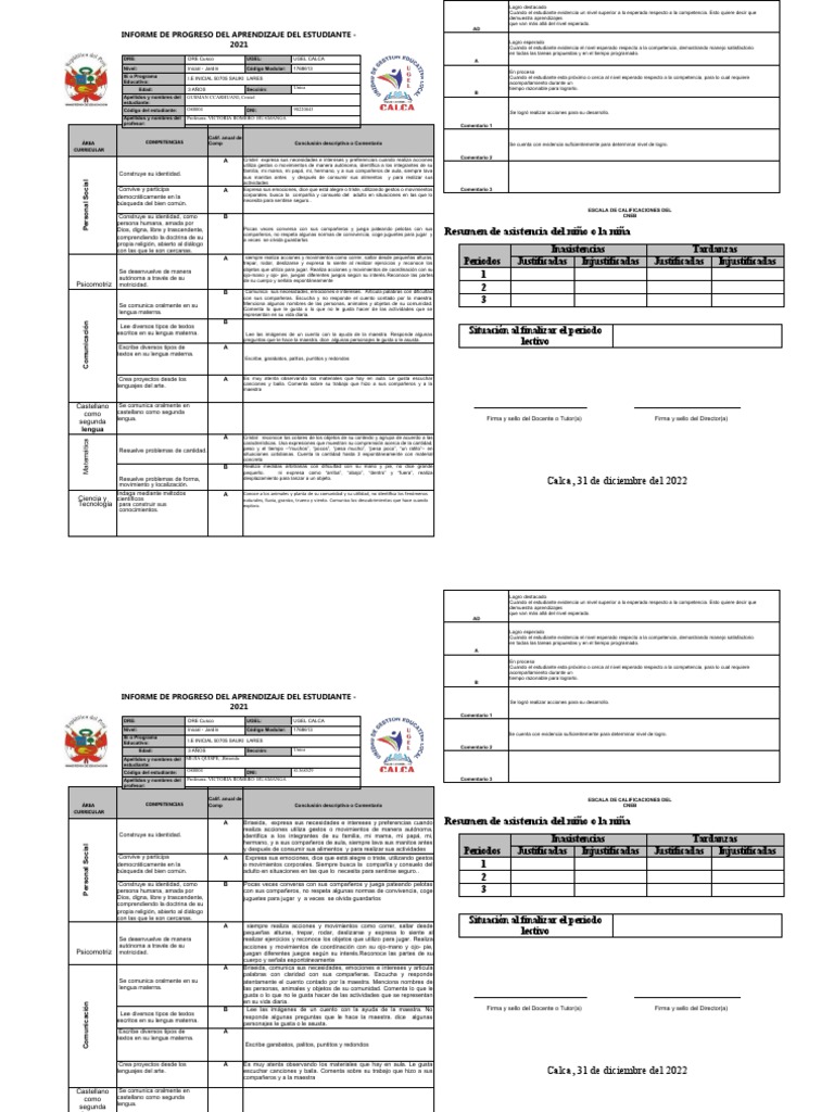 Boletas Logros de Sauki 2021 | PDF | Cuentos | Comunicación