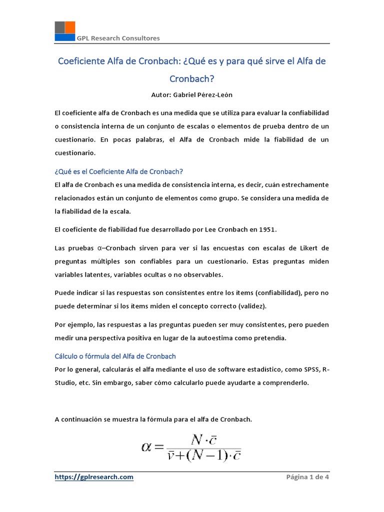 Que Es y para Que Sirve El Alfa de Cronbach PDF | PDF