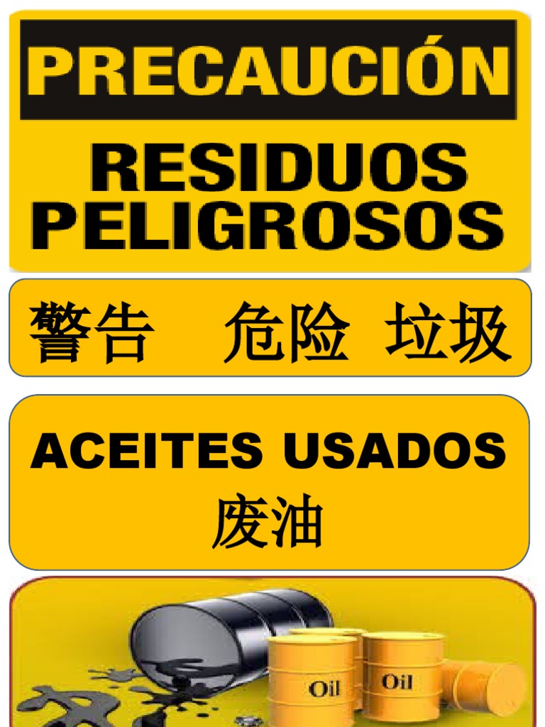 Letrero Residuos Peligrosos y Aceite Traducido | PDF